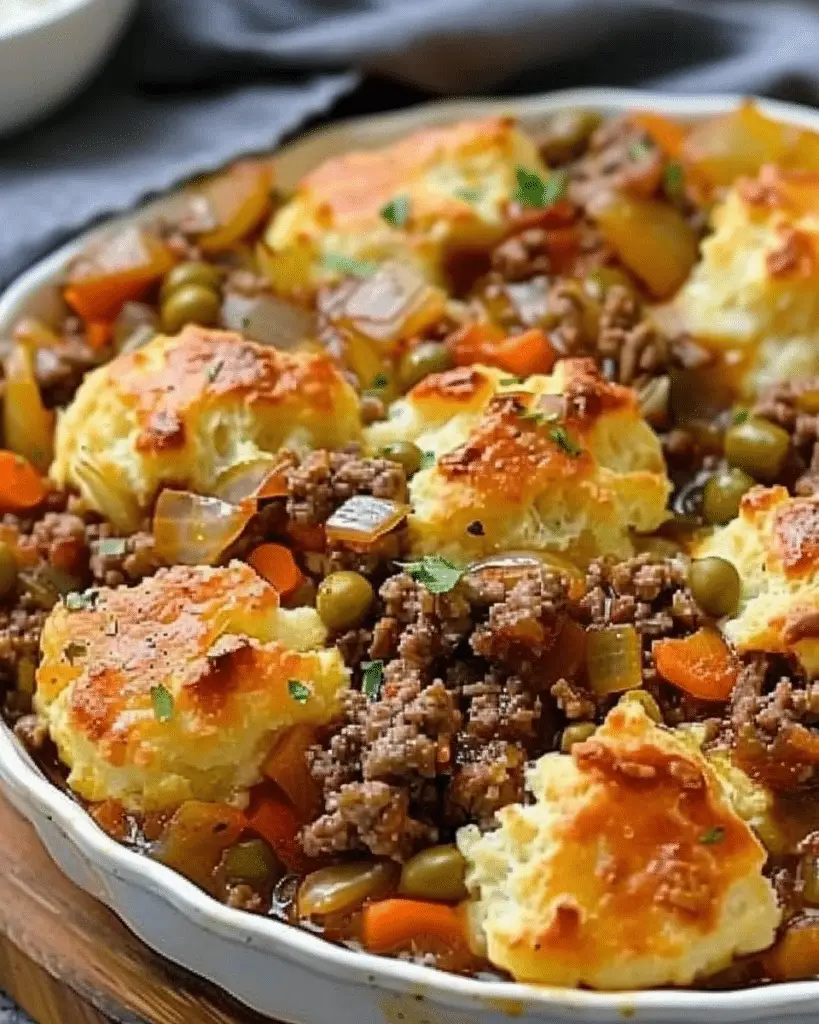 Cheddar Bay Ground Beef Cobbler | Cheryl's Cooking