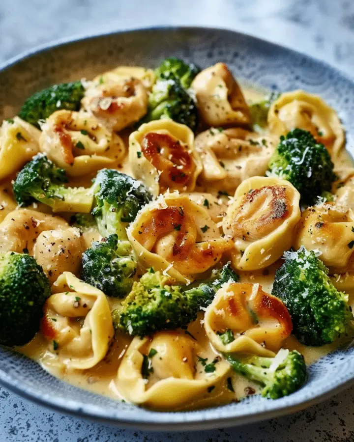 Garlic Parmesan Chicken Tortellini and Broccoli | Cheryl's Cooking