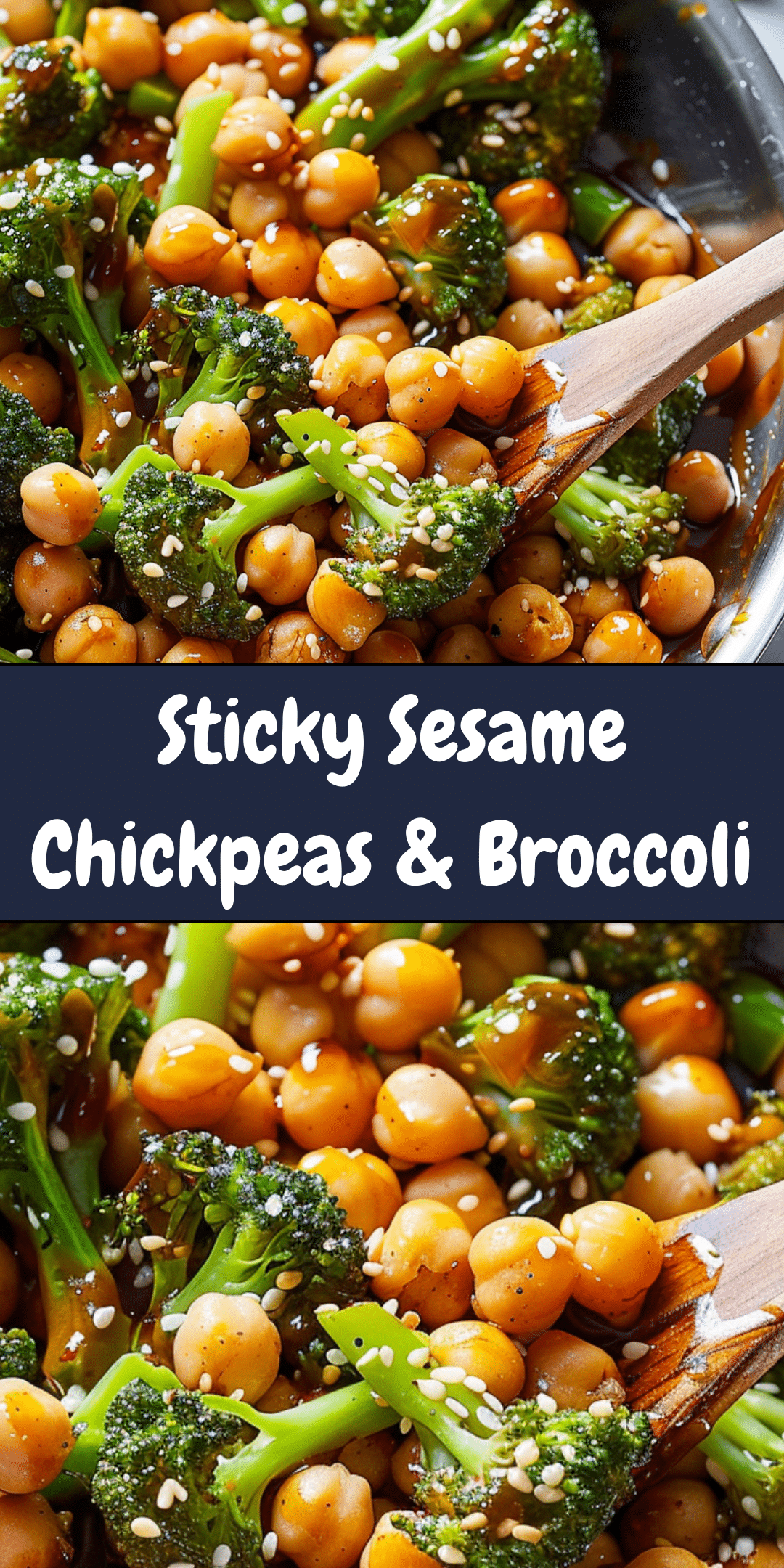 Sticky Sesame Chickpeas & Broccoli | Cheryl's Cooking