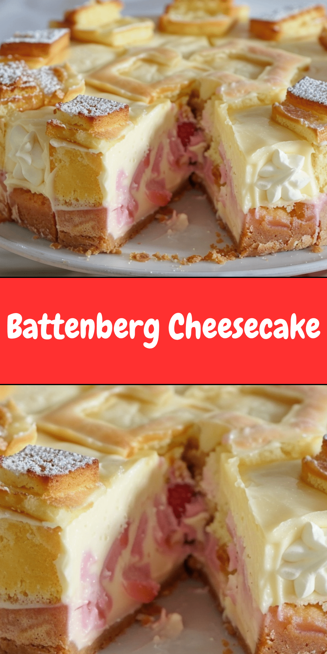 Battenberg Cheesecake | Cheryl's Cooking
