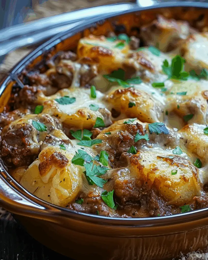 Crockpot Loaded Beef and Potato Bake | Cheryl's Cooking