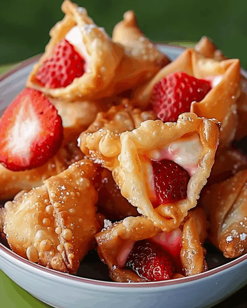 Deep-Fried Strawberry Cheesecake Stuffed Wonton Bites | Cheryl's Cooking