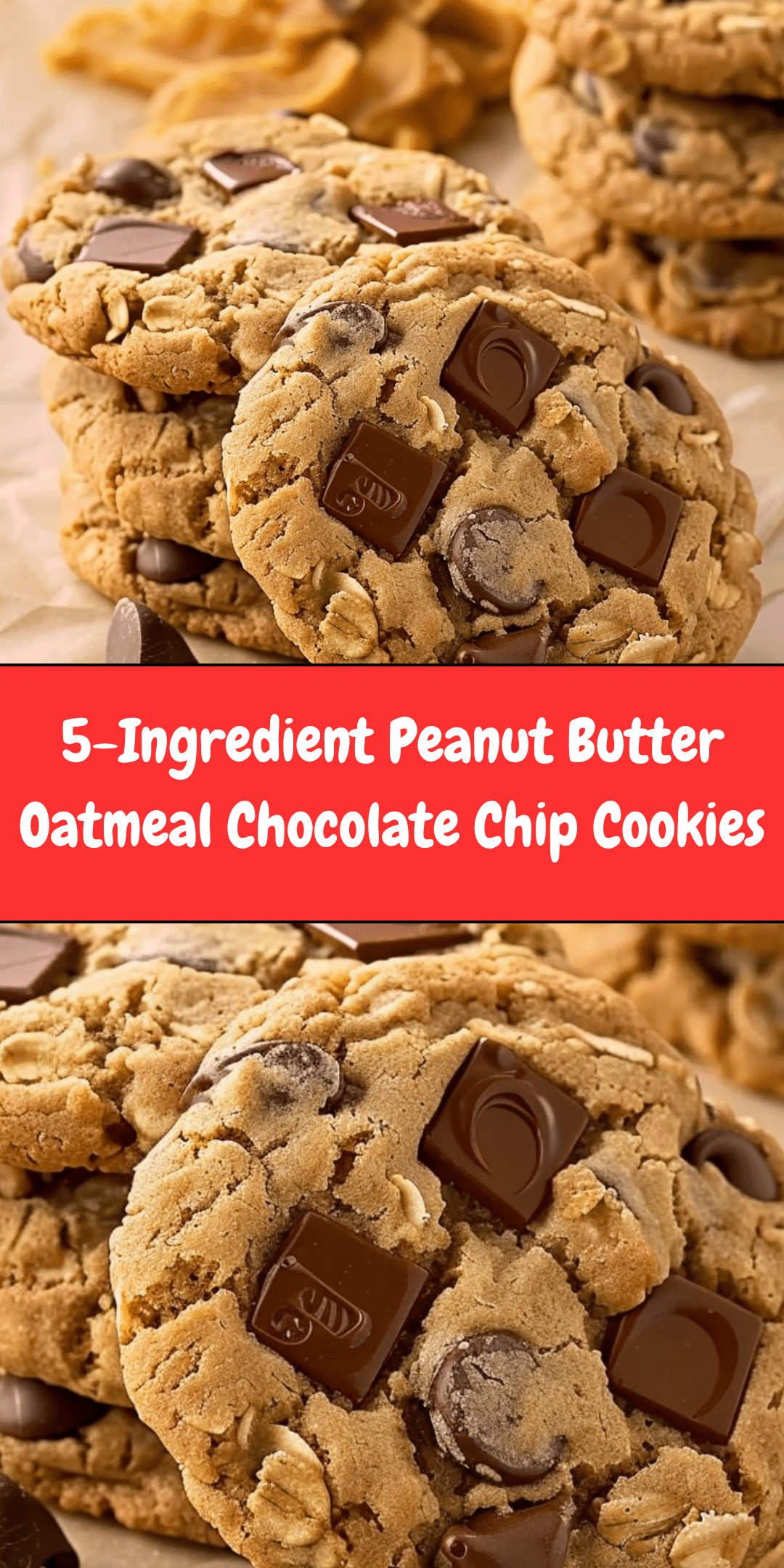 5-Ingredient Peanut Butter Oatmeal Chocolate Chip Cookies | Cheryl's Cooking
