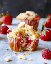 Decadent Strawberry White Chocolate Muffins | Cheryl's Cooking