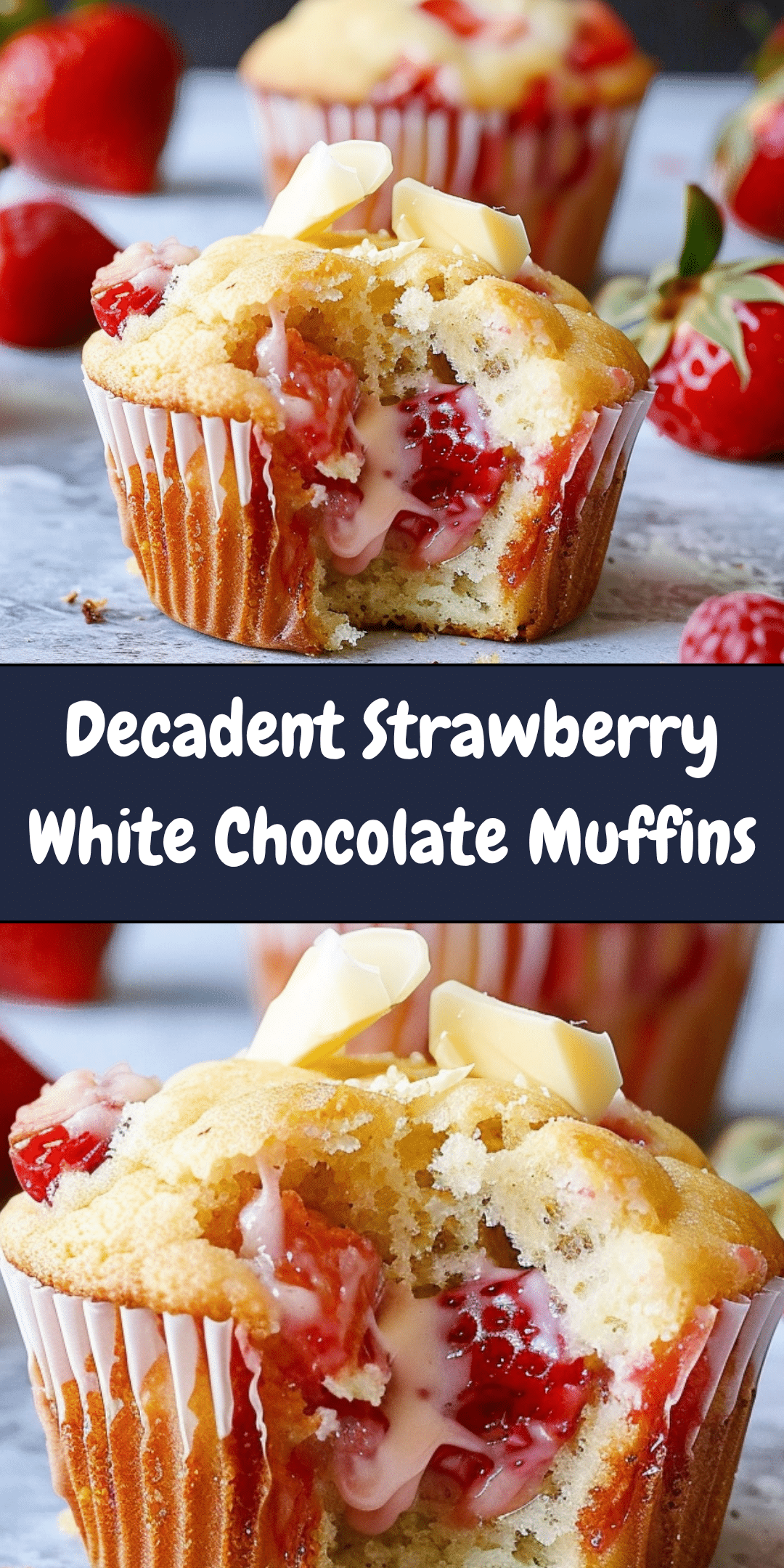 Decadent Strawberry White Chocolate Muffins | Cheryl's Cooking