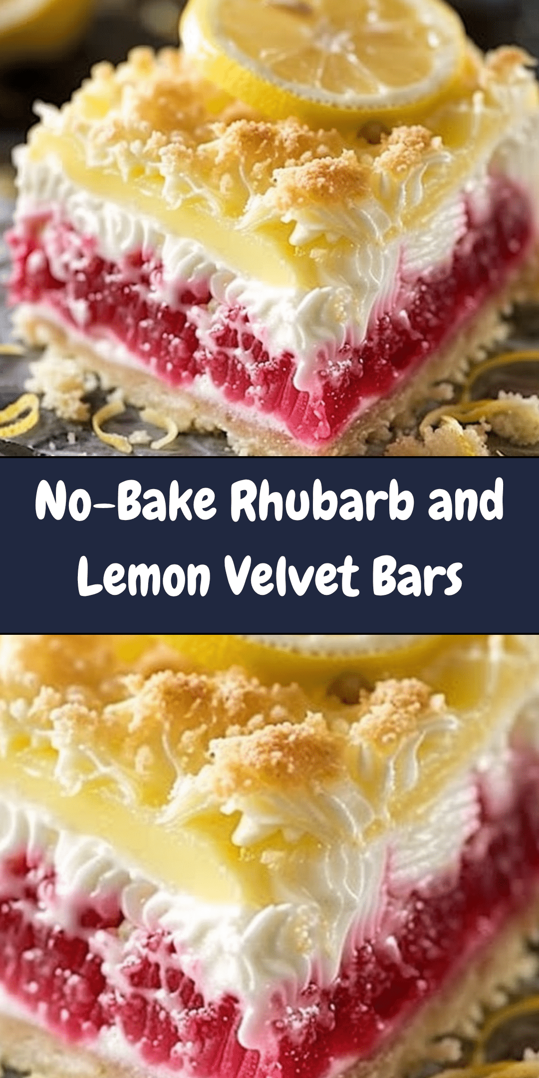 No-Bake Rhubarb and Lemon Velvet Bars | Cheryl's Cooking