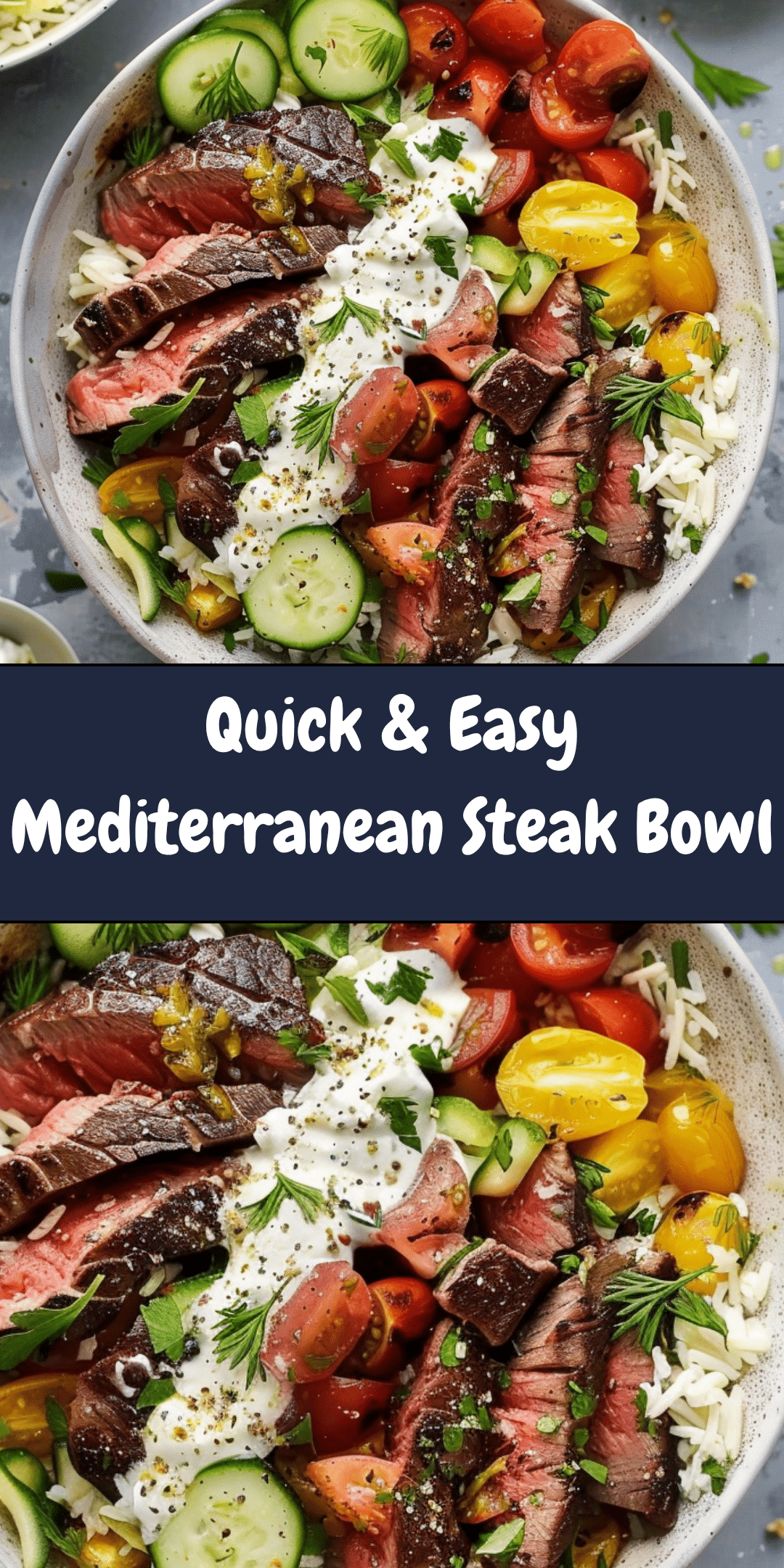 Quick & Easy Mediterranean Steak Bowl | Cheryl's Cooking