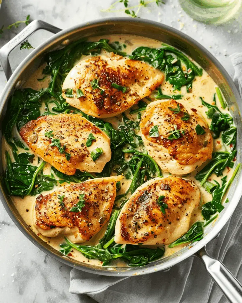 Sautéed Chicken Spinach Skillet | Cheryl's Cooking