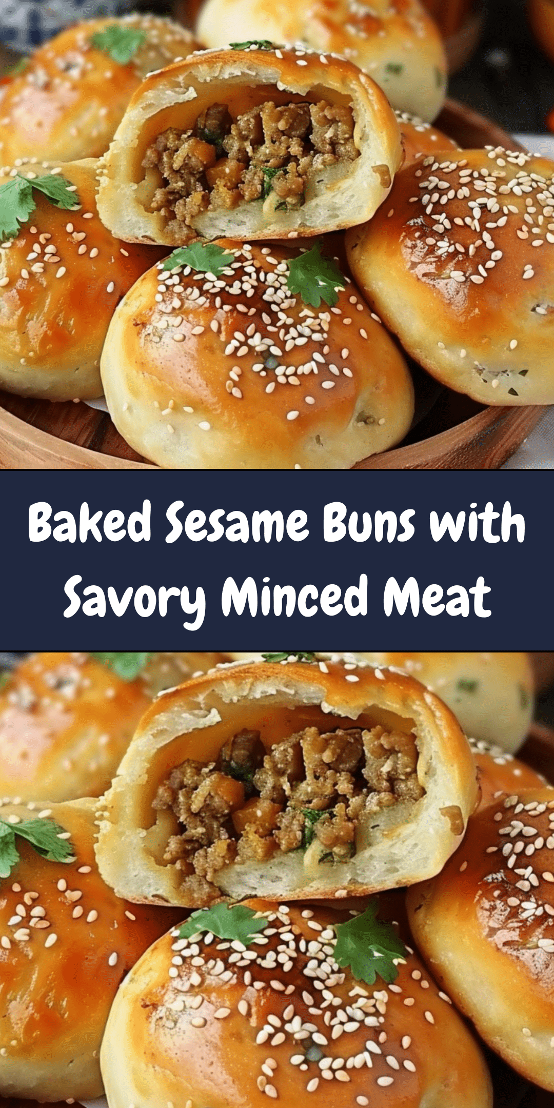 Baked Sesame Buns with Savory Minced Meat | Cheryl's Cooking