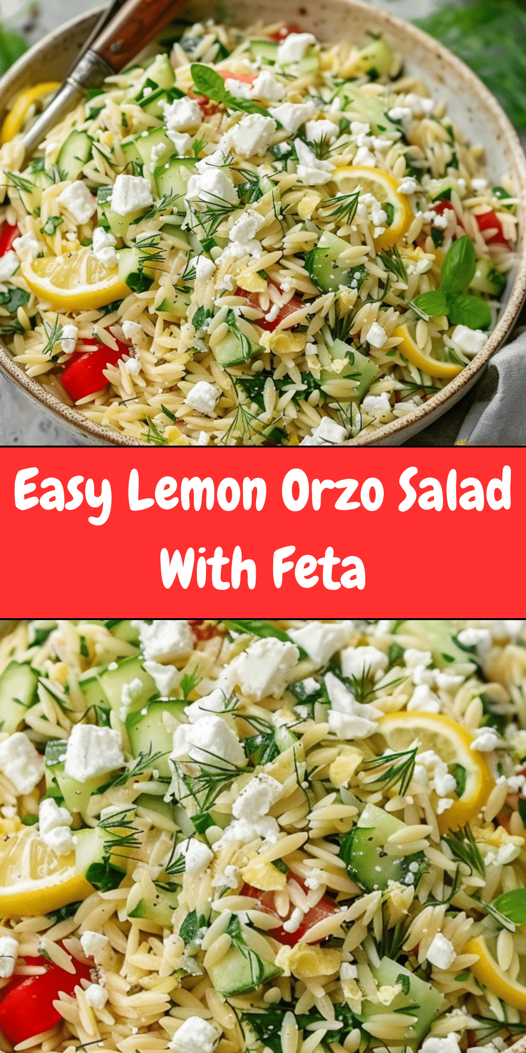 Easy Lemon Orzo Salad With Feta | Cheryl's Cooking