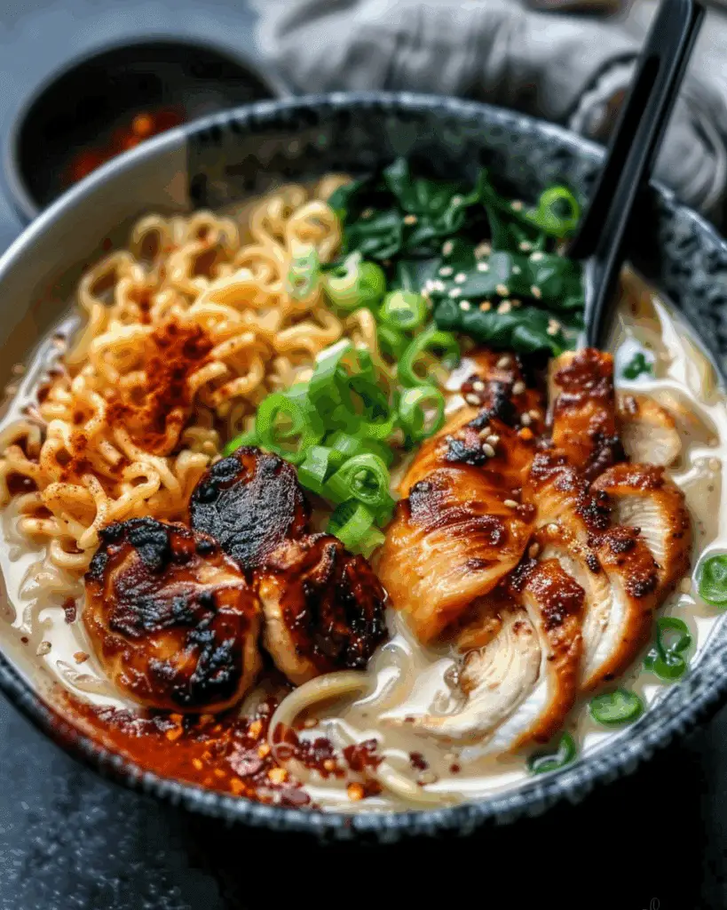 Fiery Chicken Ramen with Creamy Garlic Sauce | Cheryl's Cooking