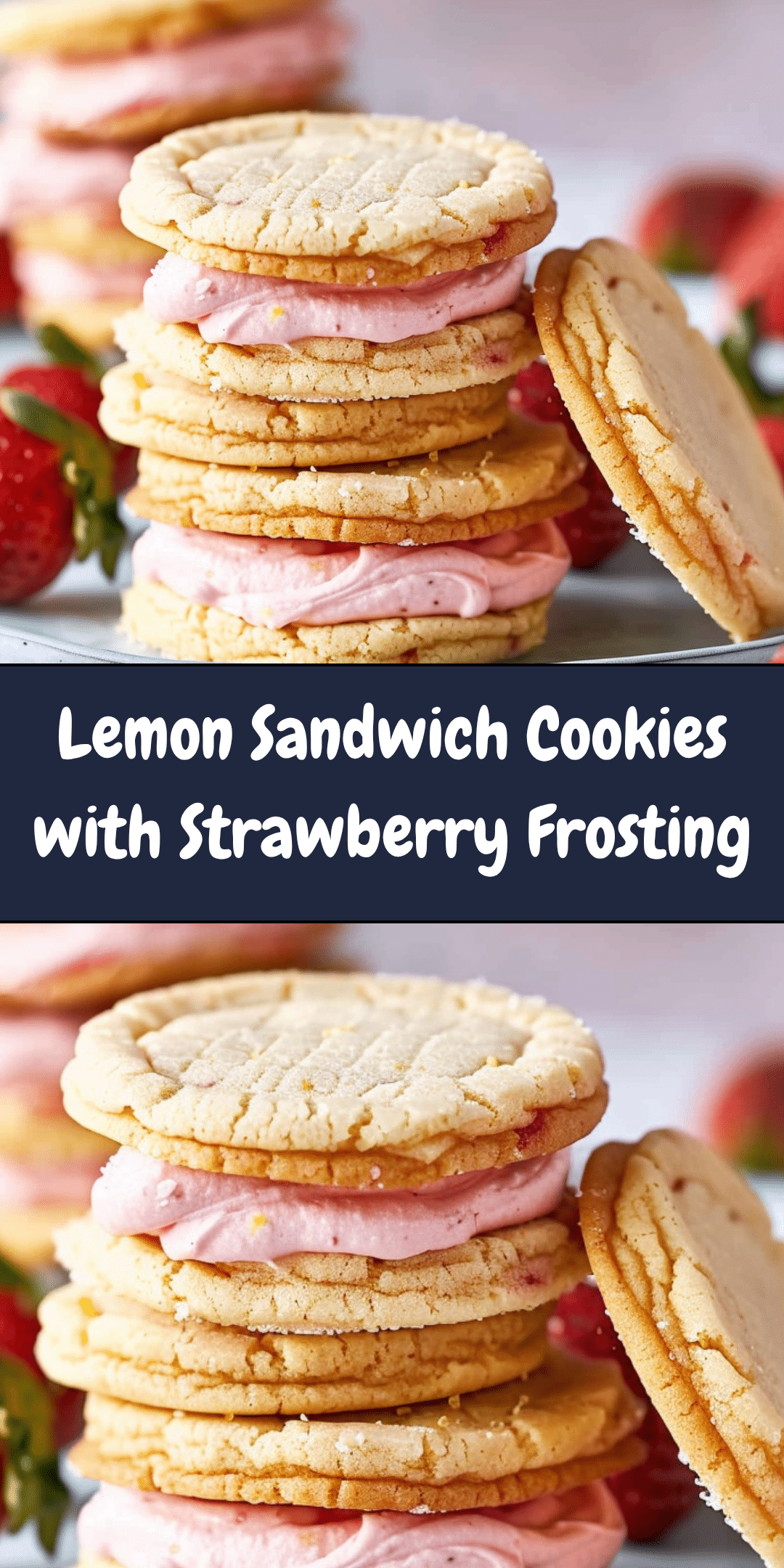 Lemon Sandwich Cookies with Strawberry Frosting | Cheryl's Cooking