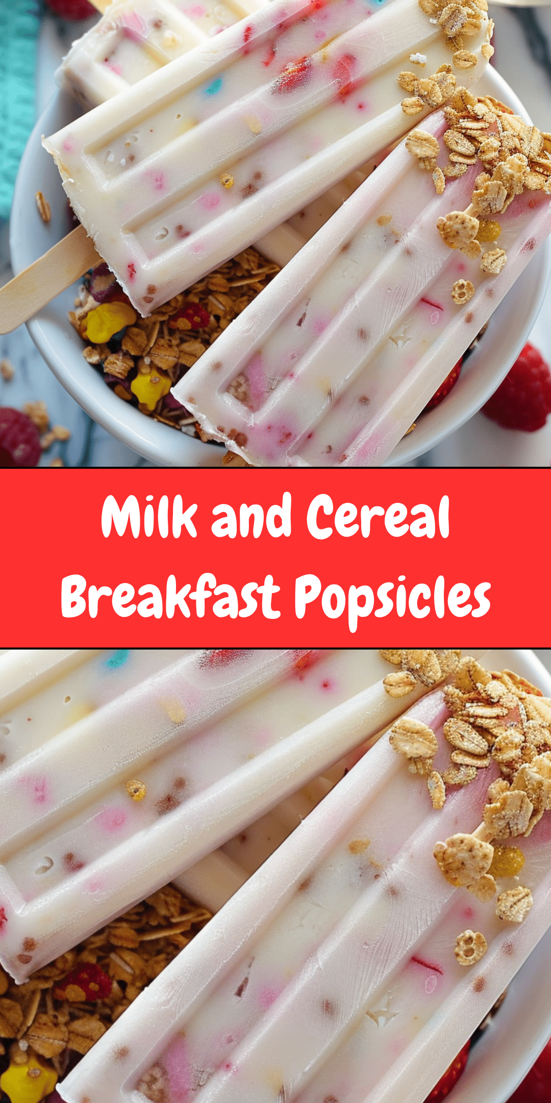 Milk and Cereal Breakfast Popsicles | Cheryl's Cooking