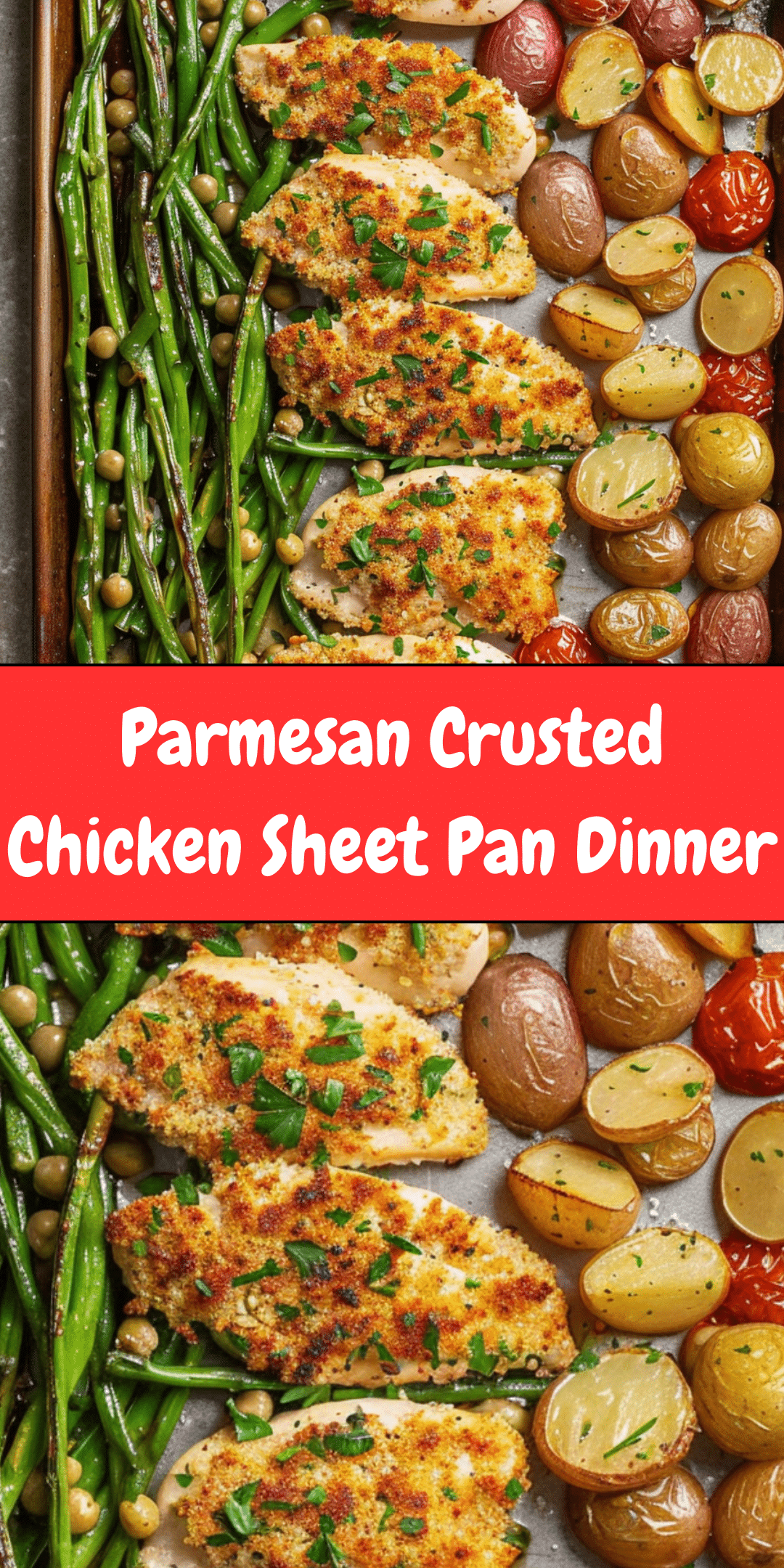 Parmesan Crusted Chicken Sheet Pan Dinner | Cheryl's Cooking