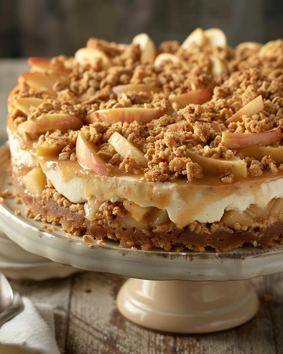Apple Crisp Cheesecake with Cinnamon Apples & Oatmeal Crumble | Cheryl ...