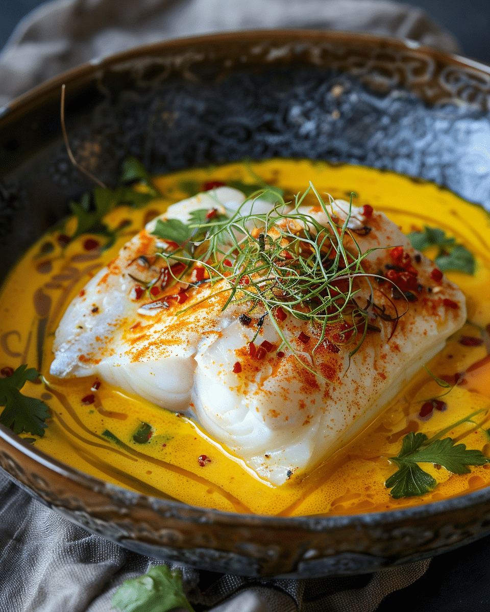 Coconut Saffron Poached Fish | Cheryl's Cooking