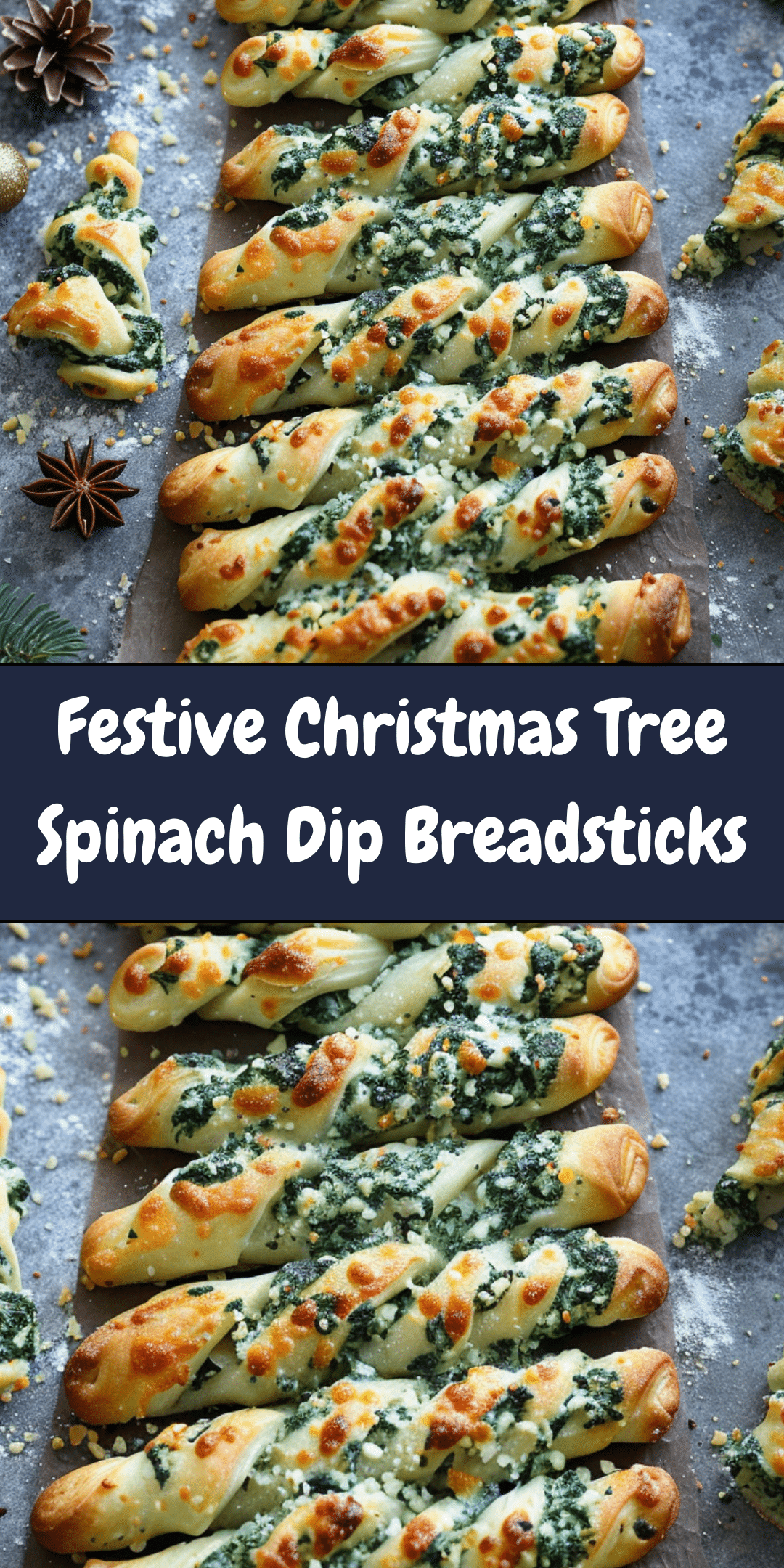 Festive Christmas Tree Spinach Dip Breadsticks | Cheryl's Cooking