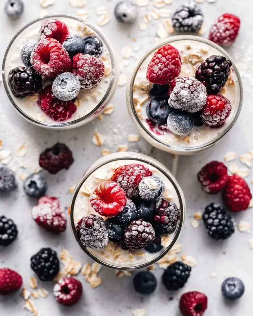 Triple Berry Overnight Oats | Cheryl's Cooking