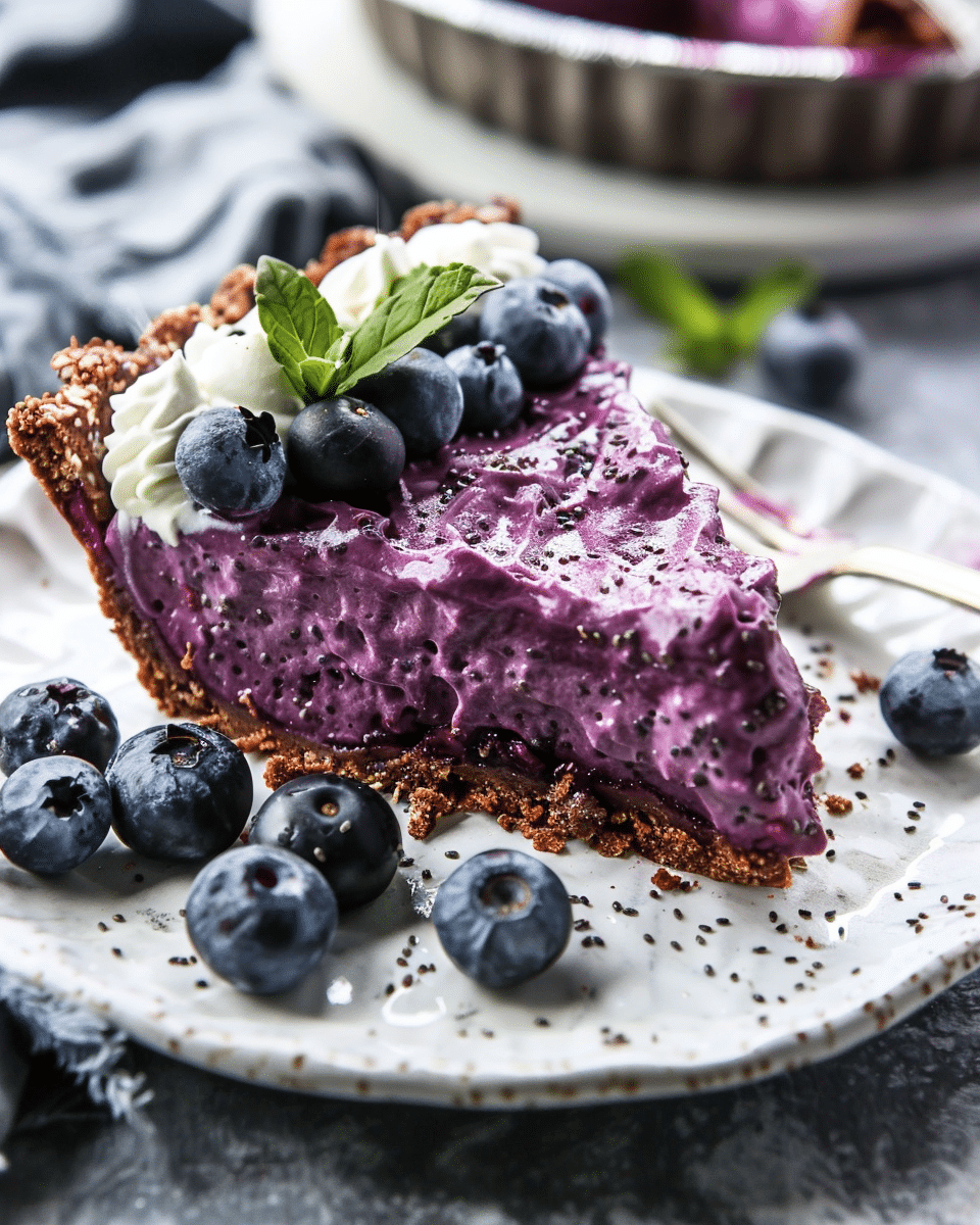 No-Bake Blueberry Chia Seed Pie | Cheryl's Cooking